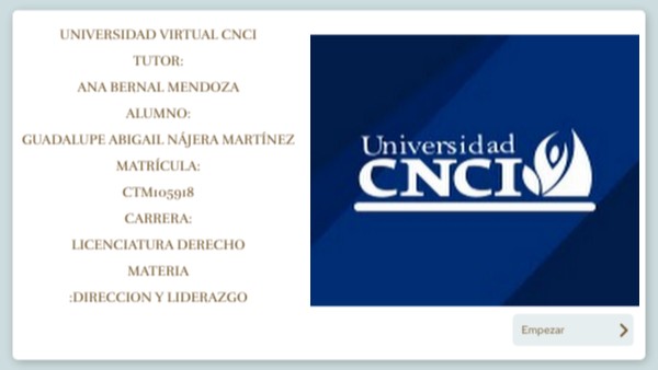 UNIVERSIDAD VIRTUAL CNCI Tutor: Ana Bernal Mendoza Alumno: Guadalupe Abigail Nájera Martínez ...