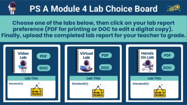 PS A 4 Lab Choice Board | Genially