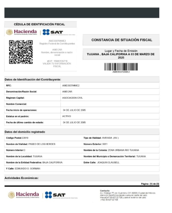 Constancia Fiscal de AMECAR | Genially