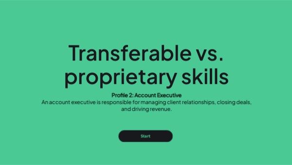 Transferable vs. proprietary vs. skills: account executive | Genially
