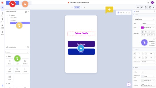 Práctica 3 - Espacio thunkable | Genially
