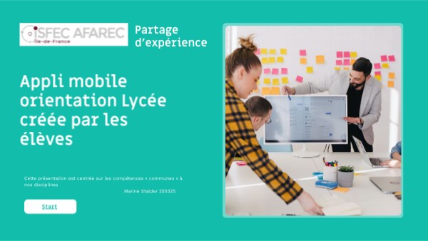 Projet inter-établissement Appli mobile orientation | Genially