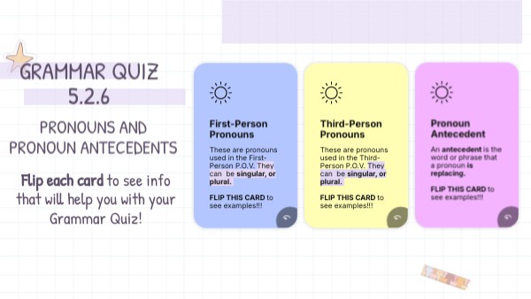 Study Guide - grammar quiz 5.2.6 | Genially