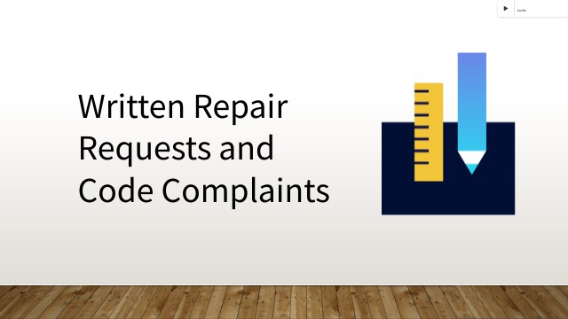 Written Repair Requests and Code Complaints | Genially
