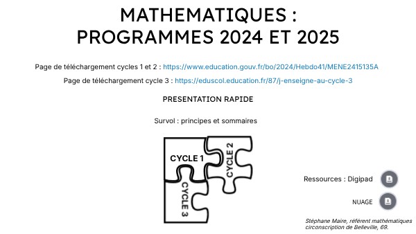Présentation programmes maths | Genially