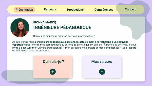Portfolio Ironna Marcq - Ingénieure pédagogique | Genially