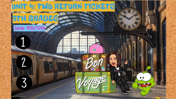 5th grade (June 9th/13th) UNIT 4: Two return tickets | Genially