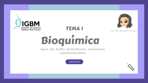 Tema 1: Agua, pH, buffer, biomoléculas, estructuras supramoleculares | Genially