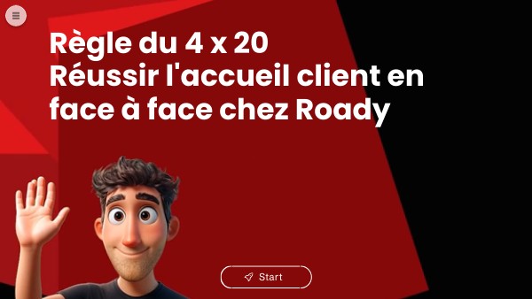 Règle du 4 x 20 Réussir l'accueil client en face à face chez Roady | Genially