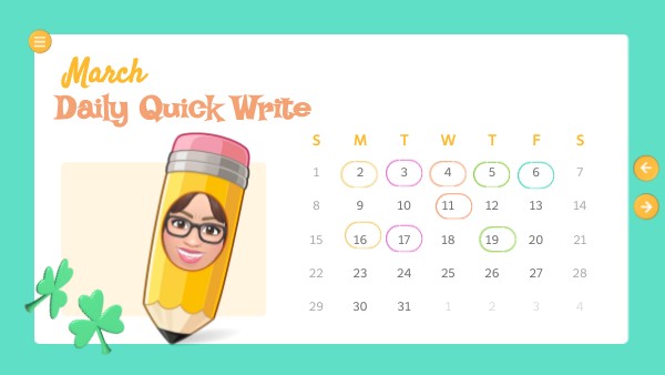 Quick Write Calendar | Genially