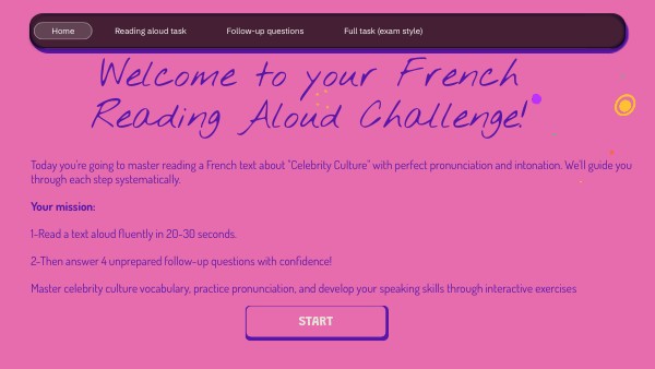 Reading Aloud Task- Celebrity | Genially