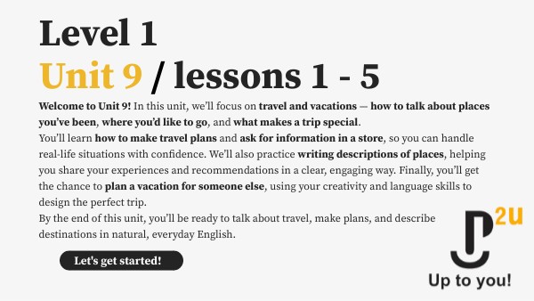Level 1 Unit 9 / lessons 1 - 5 | Genially