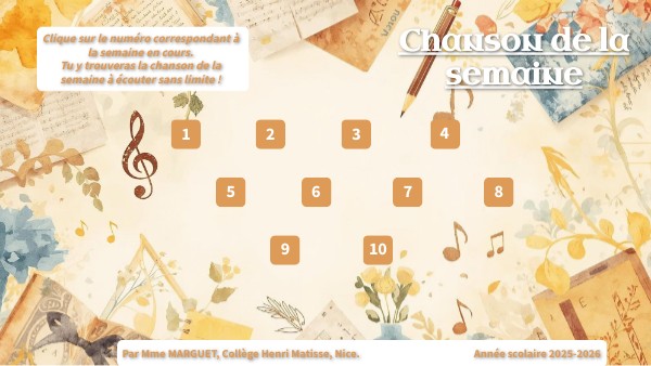 Chanson de la semaine 2025-2026 T1 | Genially