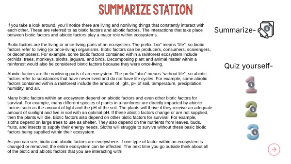 Biotic and Abiotic Review Stations | Genially