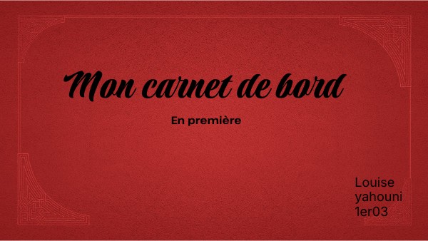 Mon carnet de bord | Genially