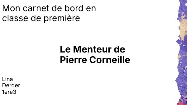 Mon carnet de bord en classe de première | Genially