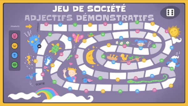 jeu de société adjectifs démonstratifs | Genially