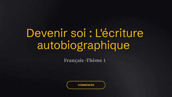 Devenir soi : L'écriture autobiographique | Genially