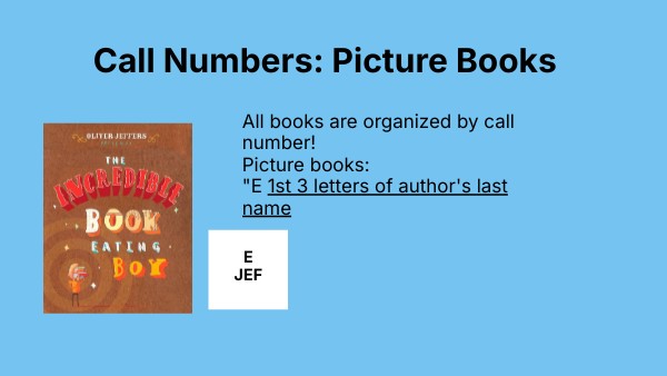 Call Numbers: Picture Books | Genially