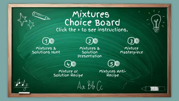 4th- Mixtures & Solutions Choice Board | Genially
