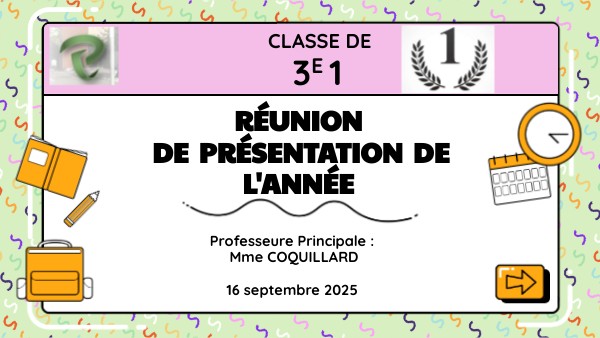 Réunion 3e1 2025_2026 | Genially