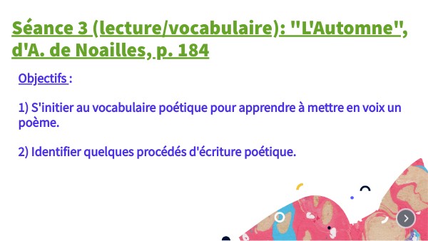 Séance 3: "L'automne" | Genially