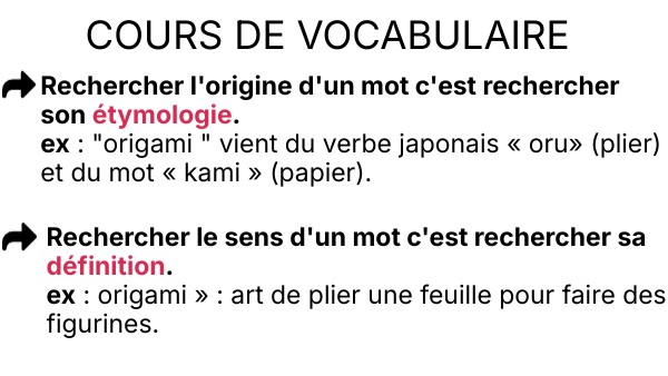 COURS DE VOCABULAIRE | Genially