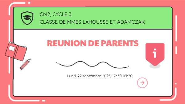 réunion de parents 2025-2026 | Genially