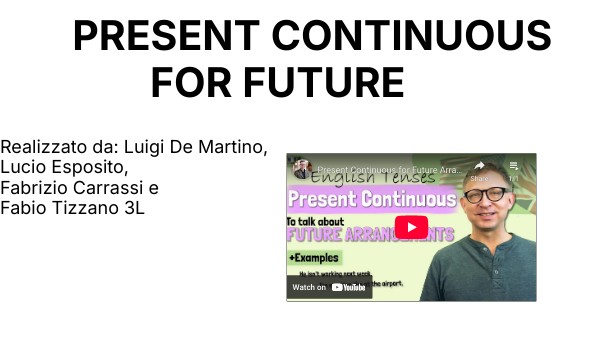 PRESENT CONTINUOUS FOR FUTURE | Genially
