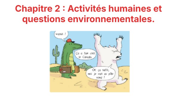 Chapitre 2 : Activités humaines et questions environnementales. | Genially