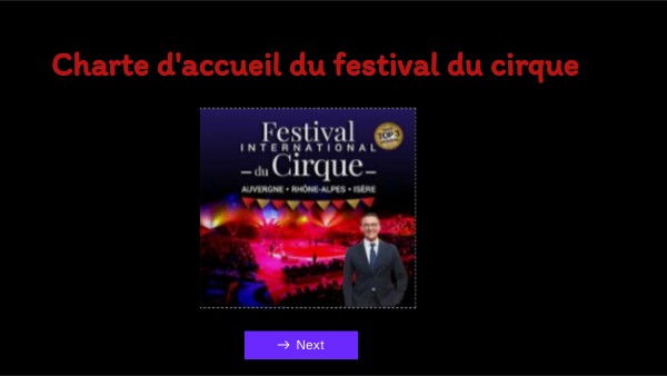 Charte d'accueil du festival du cirque | Genially