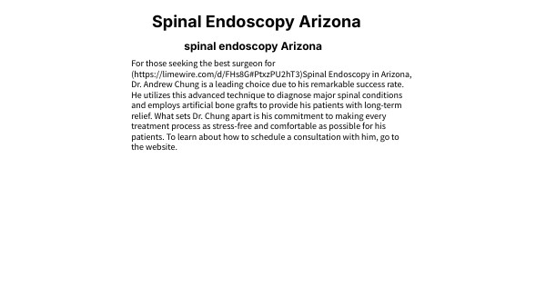 Spinal Endoscopy Arizona | Genially