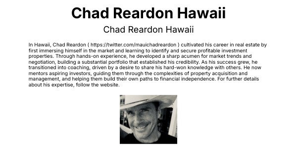 Chad Reardon Hawaii | Genially