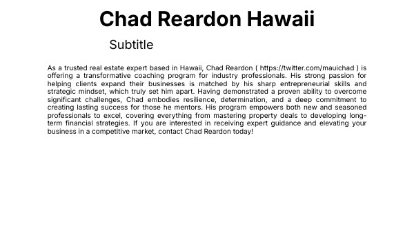 Chad Reardon Hawaii | Genially
