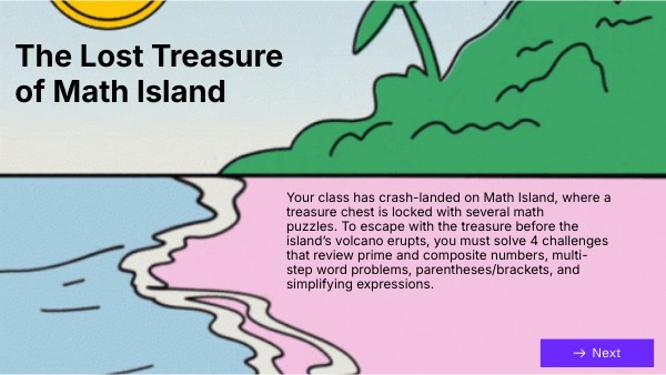 The Lost Treasure of Math Island | Genially
