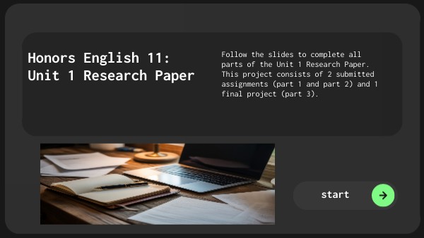 Honors English 11: Unit 1 Research Paper | Genially
