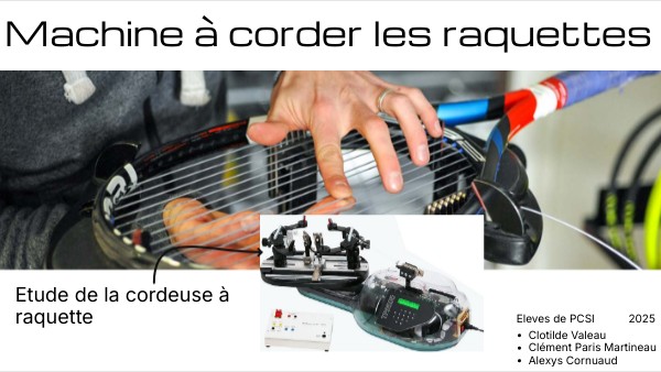 Machine à corder les raquettes | Genially