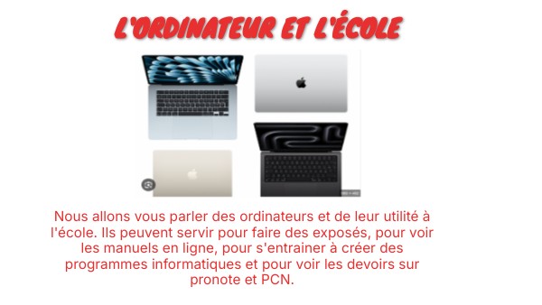 l'ordinateur et l'école | Genially