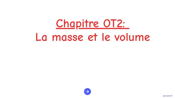 Chapitre OT2: La masse et le volume | Genially