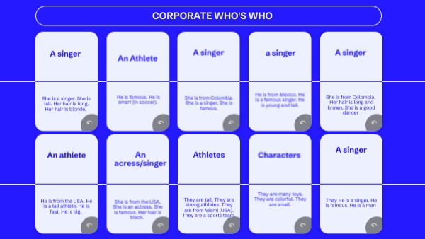 Pop Guess Who (verb to be practice) | Genially