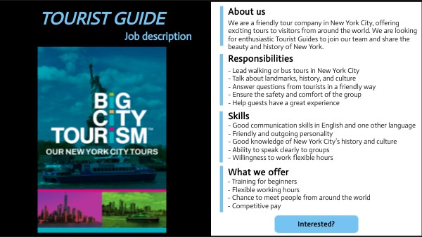 Job offer - TOURIST GUIDE | Genially