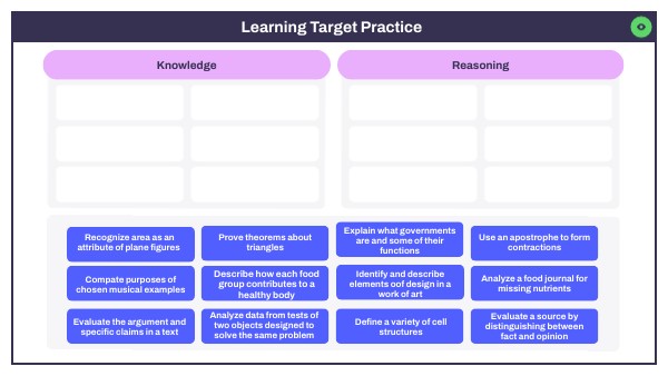 Learning Target Practice | Genially
