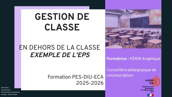 GESTION DE CLASSE- EN DEHORS DE LA CLASSE- EXEMPLE EN EPS | Genially