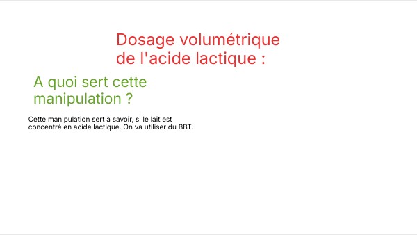 Dosage volumétrique de l'acide lactique : | Genially