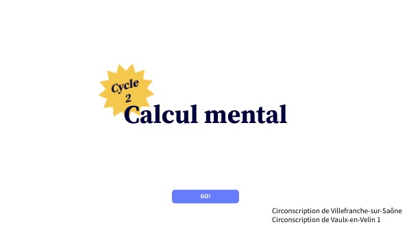 Calcul mental Cycle 2 | Genially
