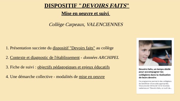 DISPOSITIF "DEVOIRS FAITS" | Genially