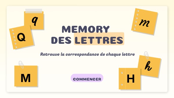 memory des lettres 2 | Genially