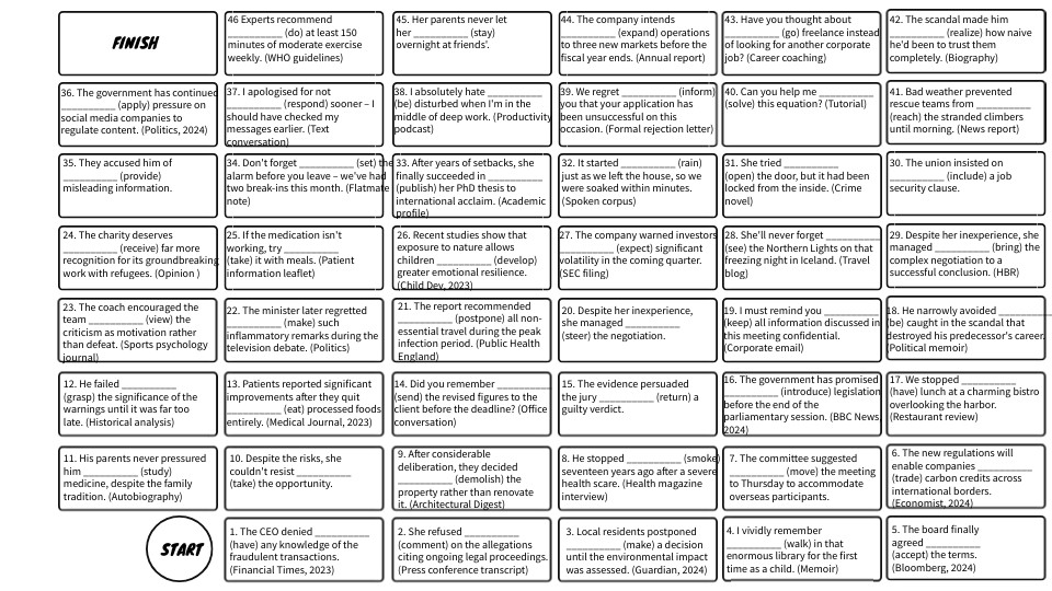CORPUS VERB PATTERNS CHALLENGE | Genially