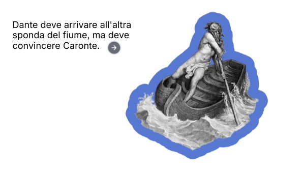 Dante deve arrivare all'altra sponda del fiume, ma deve convincere ...