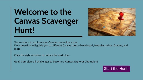 Welcome to the Canvas Scavenger Hunt! | Genially